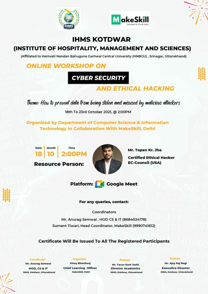 Cyber Security & Ethical Hacking Training - IHMS - Kotdwar
